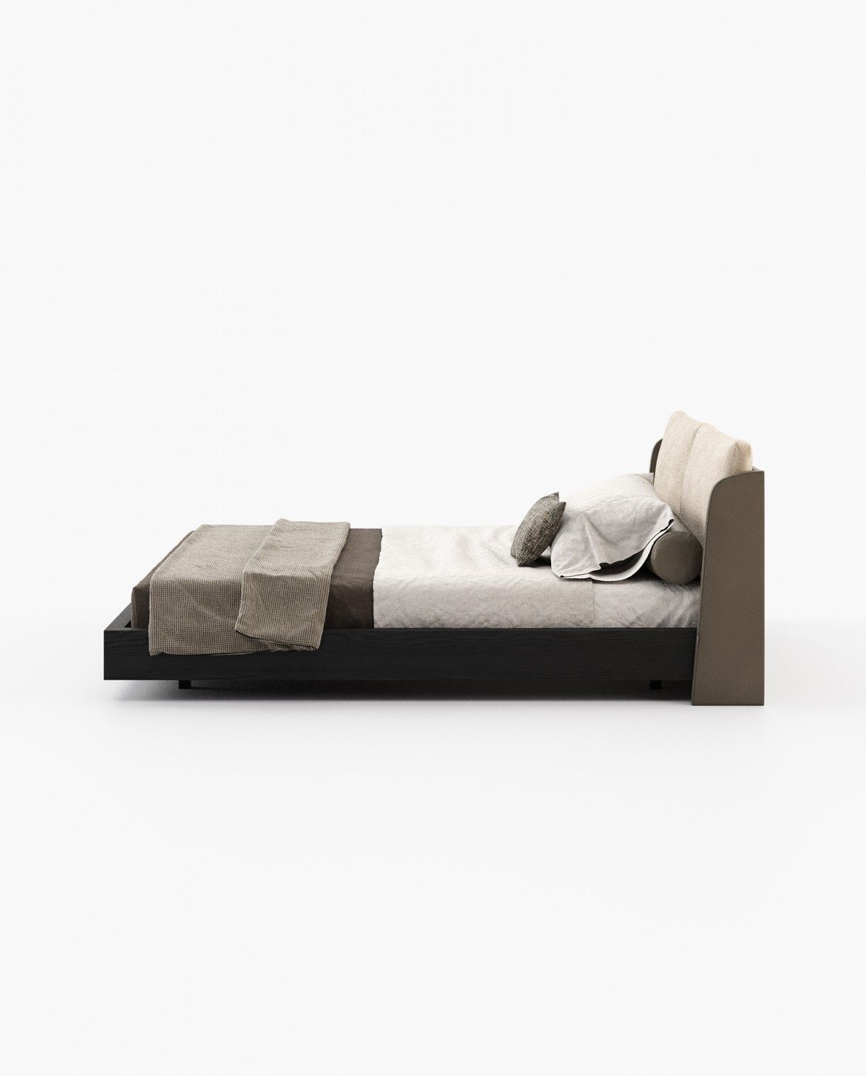 Brooke Bed: Upholstered Headboard and Wooden Base - Laskasas