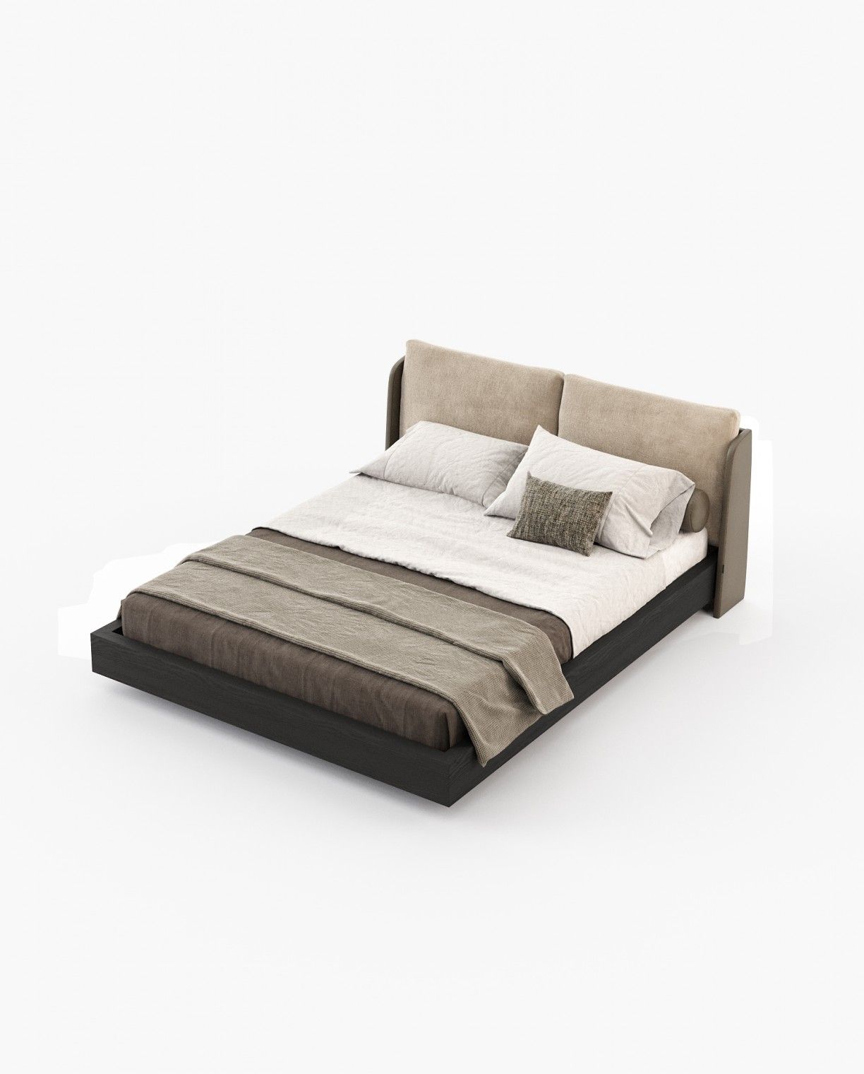 Brooke Bed: Upholstered Headboard and Wooden Base - Laskasas