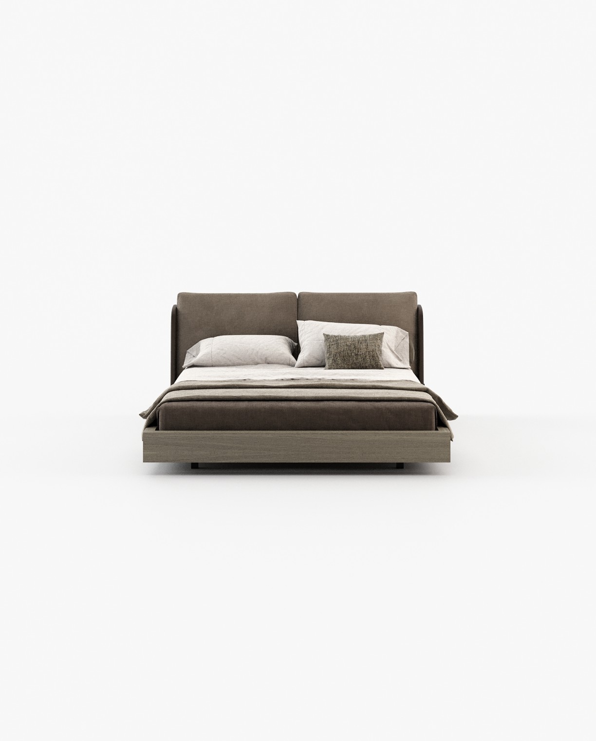 Brooke Bed: Upholstered Headboard and Wooden Base - Laskasas